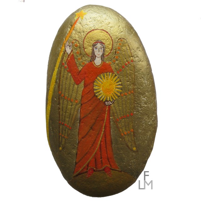 Archangel Uriel painted stone – FRANCISCA LEIGHTON ART