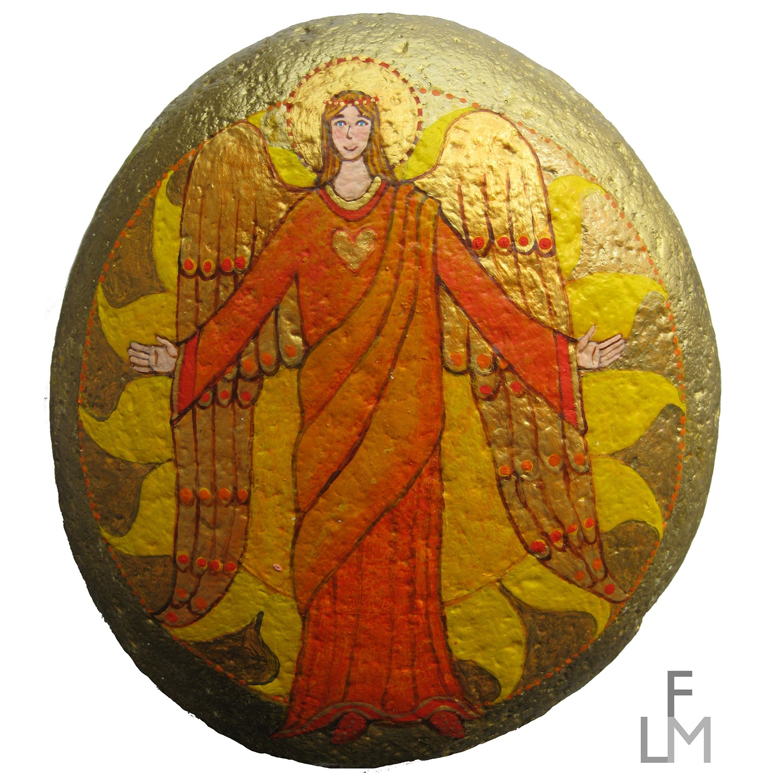 Archangel Uriel painted stone II – FRANCISCA LEIGHTON ART